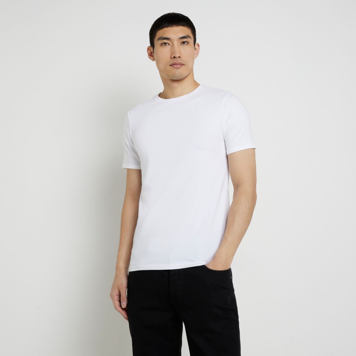 White Muscle Fit Crew Neck T Shirt T Shirts T Shirts And Tanks Men