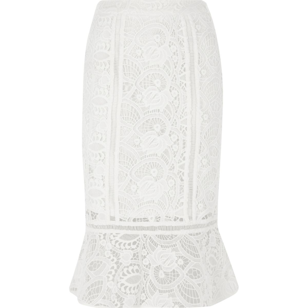 White Lace Peplum Hem Pencil Skirt Skirts Sale Women